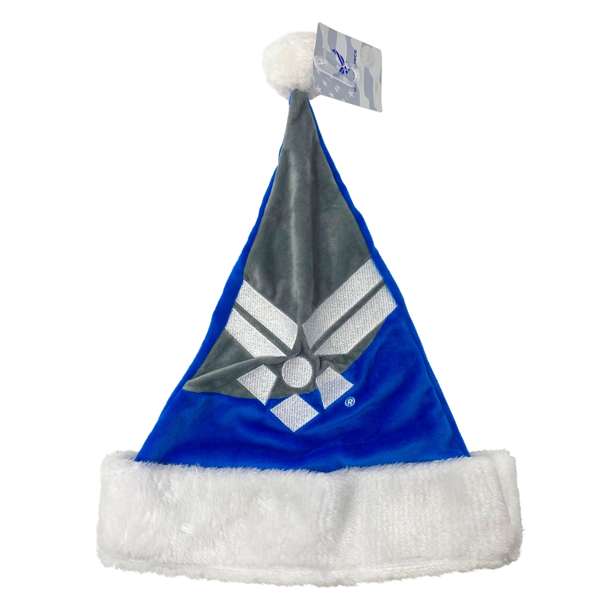 Military Air Force Christmas Santa Hat, Blue and Grey