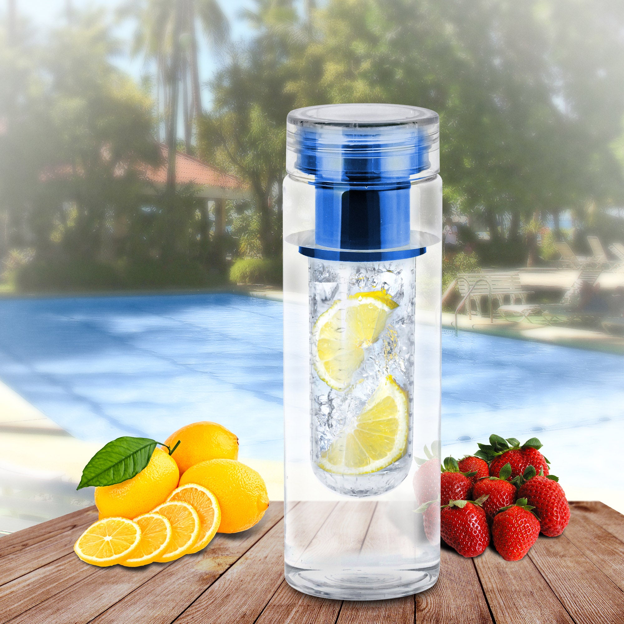 Infuze H2O 24oz Fruit Infusion Water Bottle Blue, BPA Free